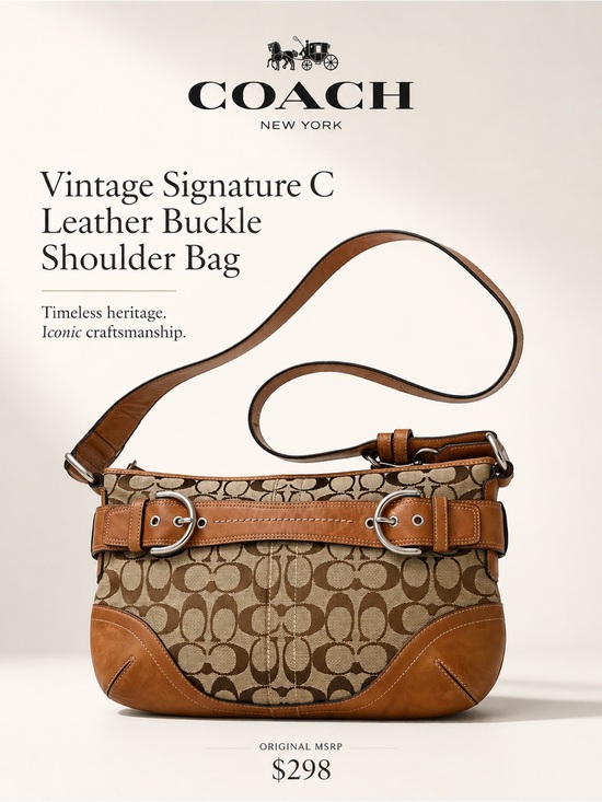 Coach | Bags | Coach Vintage Signature C Canvas Leather Buckle Shoulder ...